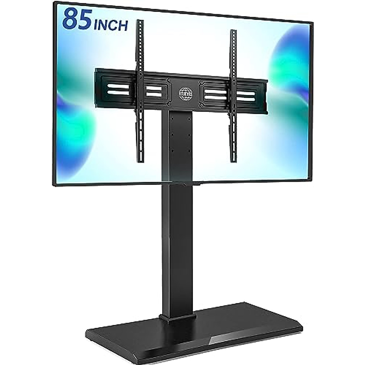 FITUEYES Iron Base Universal Floor TV Stand with Swivel Mount Space Saving for 50-85 Inch LED LCD OLED Plasma Flat Panel or Curved Screen TVs Height Adjustable Wire Management (Black)