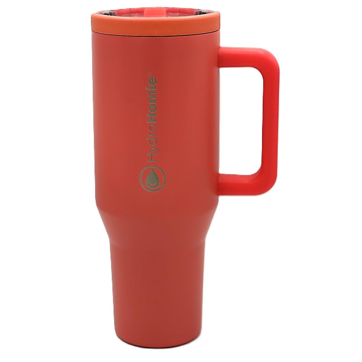 HYDRO HOMIE The Nomad 40oz Tumbler – Flip Straw Lid with Handle and Rubber Base, Travel Car Cup Holder Friendly and 100% Leak Resistant - Courageous Coral