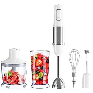 Vaynid Water flosser for Oral Irrigation, Immersion Hand Blender, 500W 6-Speeds 5-in-1 Stainless Steel Stick Blender with Chopper, 600ml Beaker, Eggs Beater, Milk Frother