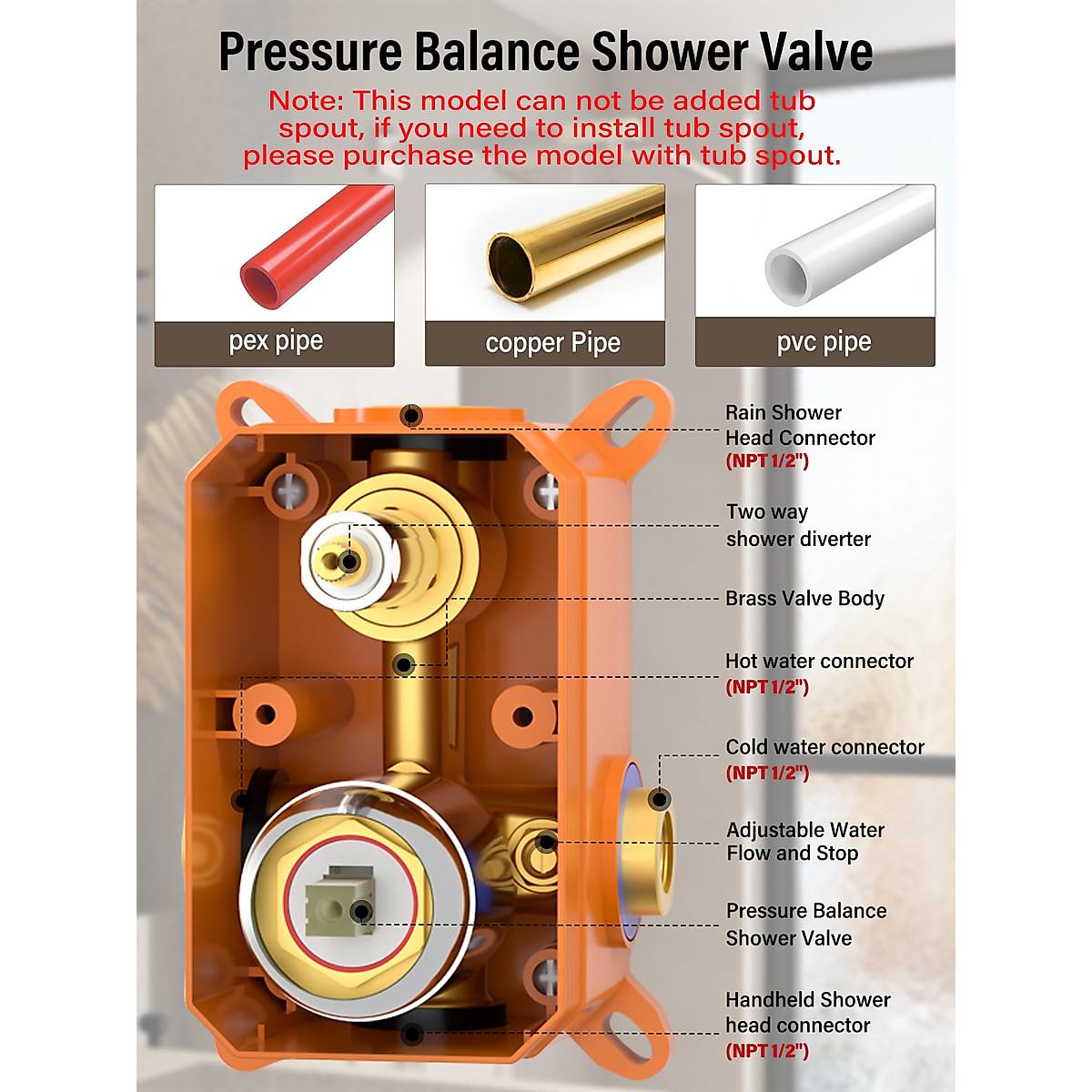 Gabrylly Shower System, Shower Faucets Sets Complete for Bathroom with High Pressure 10" Rain Shower and Handheld Shower, 2 Way Shower Valve Kit, Chrome
