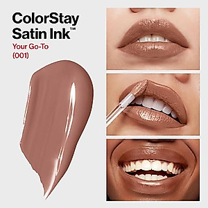 Revlon Liquid Lipstick, Face Makeup, ColorStay Satin Ink, Longwear Rich Lip Colors, Formulated with Black Currant Seed Oil, 001 Your Go-To, 0.17 Fl Oz
