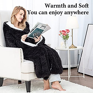 VK Living Wearable Blanket Hoodie Cat Wearable Hooded Blanket Adult, Sherpa Fleece Wearable Blanket, Super Soft Warm Fuzzy Oversized Wearable Hooded Blanket for Sofa Bed Camping