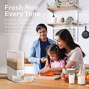 LivLab 22-25lbs Rice Dispenser, 10.5 Qt/10L/25 lbs Grain Storage Container with Measuring Cup Cereal Dispenser Cereal Bucket for Kitchen Pantry Organization