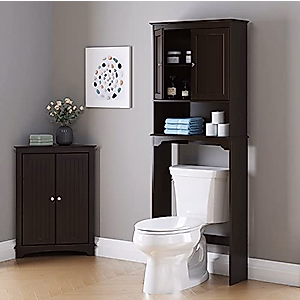 Spirich Home Over The Toilet Storage Cabinet, Bathroom Shelf Over Toilet, Bathroom Storage Cabinet Organizer, Espresso