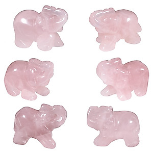SUNYIK Rose Quartz Elephant Pocket Statue Kitchen Guardian Healing Figurine Decor 1.5"
