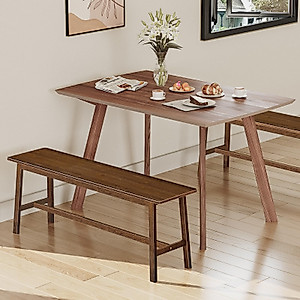 HOOBRO 39.3'' Bamboo Dining Bench, Farmhouse Wood Bench, Kitchen & Living Room Furniture, Easy to Assemble, Sturdy and Stable, Mocha MA03CD01G2