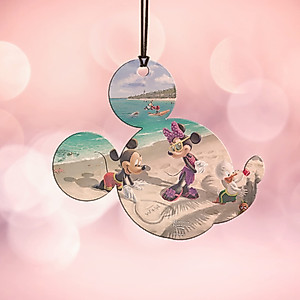 Disney – Mickey and Minnie Mouse in Florida – Passport to Adventure – Thomas Kinkade Studios - 4” x 3.5” Mickey Ears Shaped Hanging Acrylic Print Accessory – Officially Licensed Collectible