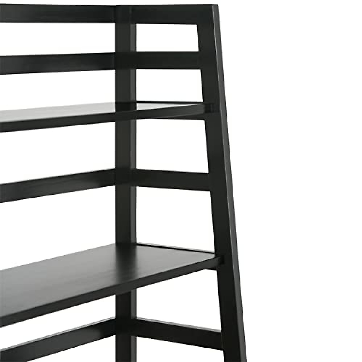 SIMPLIHOME Acadian SOLID WOOD 30 Inch Transitional Ladder Shelf Bookcase in Black, For the Living Room, Study Room and Office