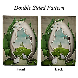 My Little Nest Seasonal Garden Flag Easter Egg Rabbits Vertical Garden Flags Double Sided for Home Farmhouse Yard Holiday Flag Outdoor Decoration Banner 12"x18"