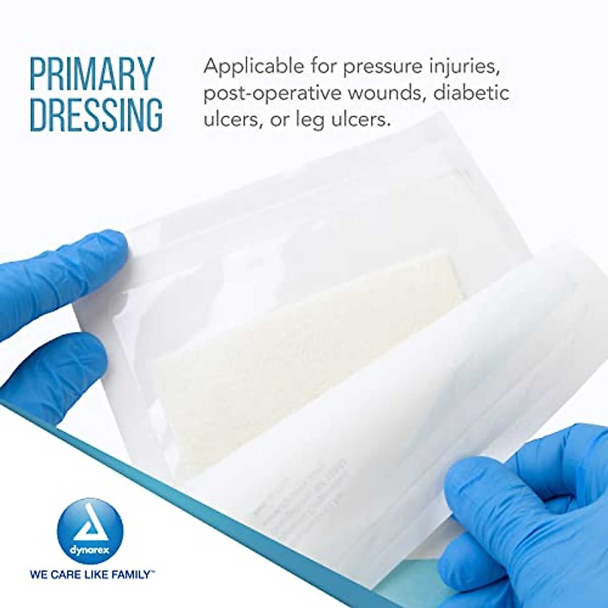 Dynarex DynaGinate Calcium Alginate Wound Dressing - Sterile, Non-Stick Topical Wound Pads - Absorbent Gel Patches For Moderate To High Exuding Cuts - 4"x 8", Box of 5