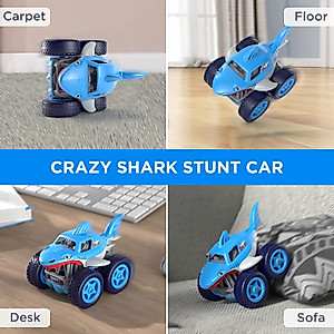 MaxTronic Mini Remote Control Car, 4WD 2.4Ghz Remote Control 360° Rotating Built-in Rechargable Battery Fast Mini Stunt RC Car, Shark Car Truck Toys Gifts for 3-12 Years Old Boys Girls