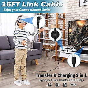 Oculus Link Cable 16FT Compatible for Oculus Quest 2 Quest 1 Rift S VR Headset, High-Speed Data Transfer & Fast Charging USB C 3.2 Gen1 Type A to C Nylon Braided Cable for VR Headset and Gaming PC