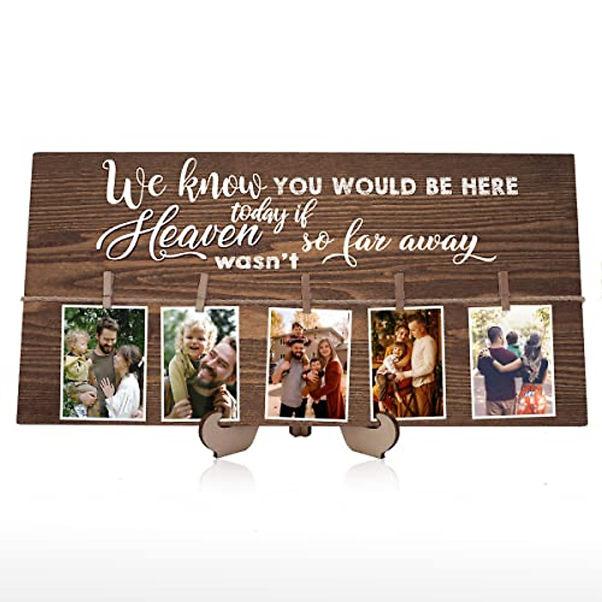 BINCUE 3D Wedding Memory Table Sign 20x10 Inch with 5 Clips,Wedding Decor to Honor Souls,Wooden Picture Frames