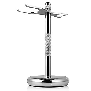 Perfecto Deluxe Chrome Razor and Brush Stand - The Best Safety Razor Stand. This Will Prolong The Life of Your Shaving Brush, metal