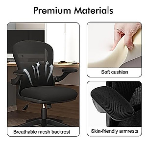 Apusen Ergonomic Home Office Desk Chairs Comfy Computer Gaming Chairs Mesh Arm Swivel Chairs of Adults for Home Office Bedroom(Black)
