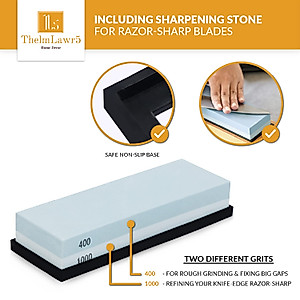 ThelmLawr5 Magnetic Knife Block (11.8" x 7.9") - Bamboo Kitchen Knife Holder with ultra-strong Magnets - Magnetic Knife Holder incl. Sharpening Stone