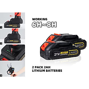 Cordless Pruning Shears, Electric Pruner, 2 Pack 21V Lithium Battery, SK5 Blades, 1.6 Inch Cutting Diameter (21V Pruner)