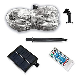 Solar Net Lights Outdoor Waterproof, 9.8FT×6.6FT 192-LED Outdoor Christmas Mesh Lights with 8 Modes for Bush Garage Fence Lawn Garden Park Valentine's Day Christmas Decoration(White)