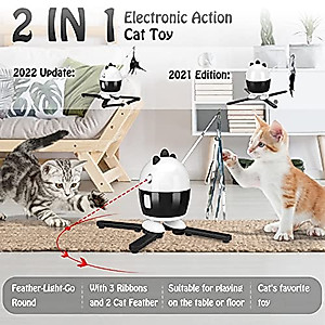Frebento Cat Toys Interactive, Cat Light Toy and Cat Feather Toys 2 in 1, Recharge Cat Exercise Toys for Indoor Cats Automatic Cat Toys Interactive for Kitten