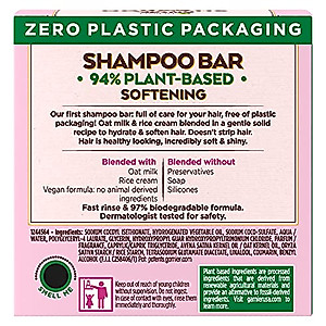 Garnier Haircare Whole Blends Oat Delicacy Softening Shampoo Bar for Fine Hair, Zero Plastic Packaging, Preservative/ Silicone/Soap & Dye Free, with Rice Cream and Responsibly Sourced Milk, 2.0 Oz