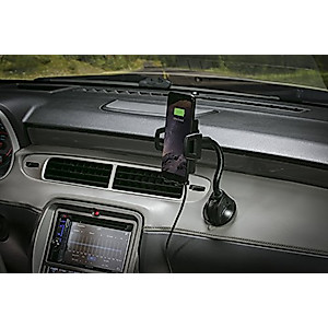 SCOSCHE WDQ2M STUCKUP Qi Car Phone Holder Windshield, Dashboard or Vent Mount | Stick Grip Suction Cup Base | Non-Magnetic | Black Charger with Car Adapter and Type-C Cable