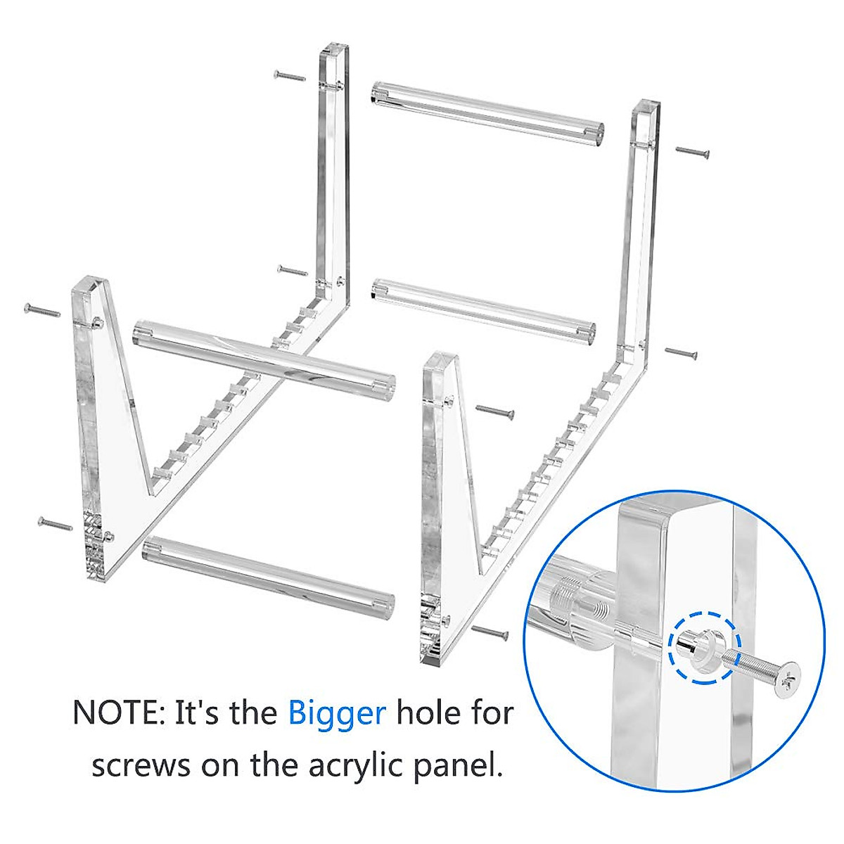 NIUBEE Clear Vinyl Record Stand Holder for Desktop Album Storage, Acrylic Vinyl Record Shlef Display 50 LPs