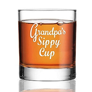Perfectinsoy Grandpa's Sippy Cup Whiskey Glass, Grandpa Whiskey Glass, Funny Birthday Gift for Grandpa, Papa, Dads, Grandfather to be, Baby Shower, Funny Gift for Dad from Daughter Son Kids