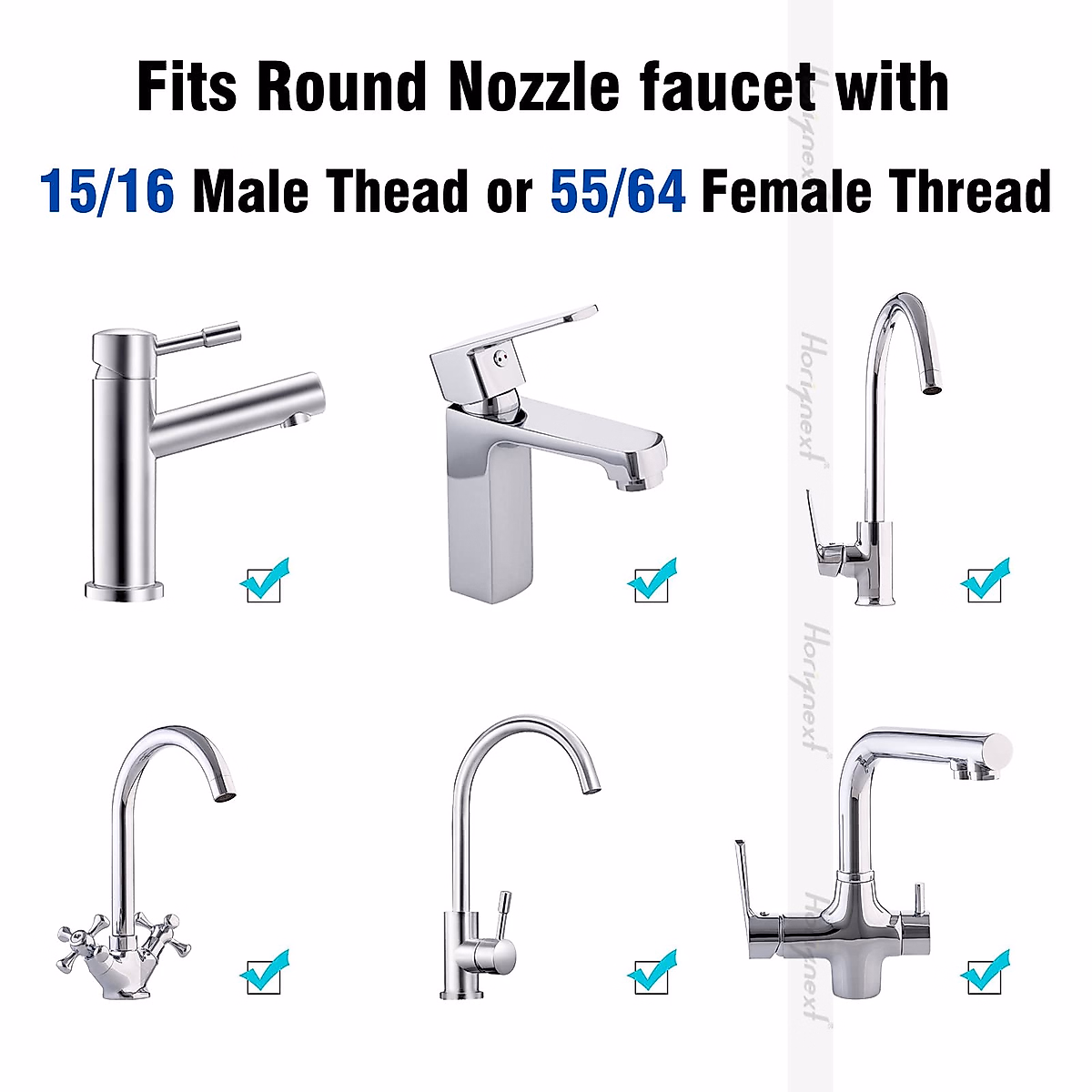 Horiznext 360° big angle swivel faucet aerator, for home kitchen bathroom sink tap head (with movable hose adapter attachment),high pressure bathtub nozzle rotate replacement