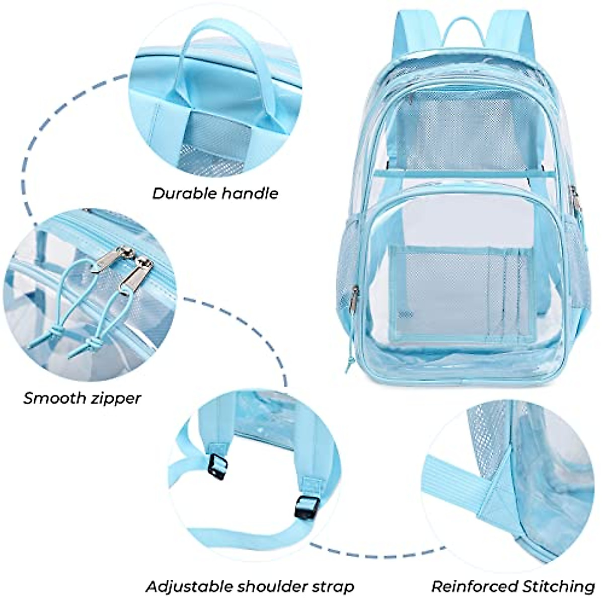 MIRLEWAIY Lightweight durable See Through Book Bag Stadium Approved Schoolbag Heavy Duty Mesh school Backpack with Inner Compartment, Pink