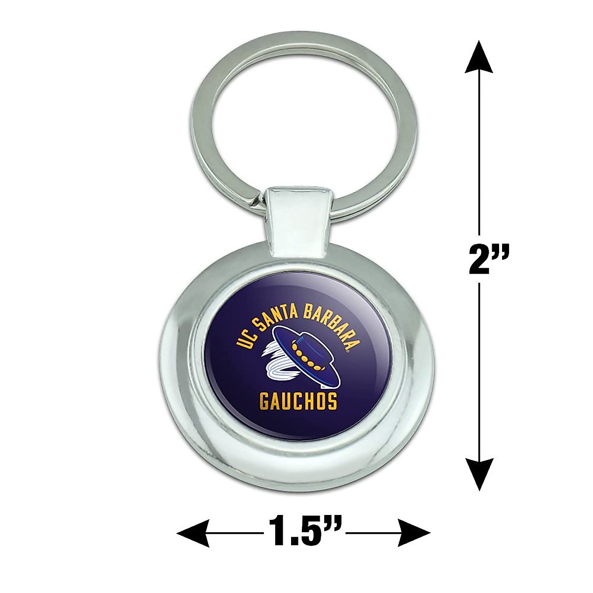 GRAPHICS & MORE UC Santa Barbara Gauchos Keychain Classy Round Chrome Plated Metal
