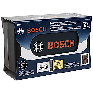 BOSCH 27286 1/2 In. Impact Tough Deep Well Socket Set, 9-Piece,Gray