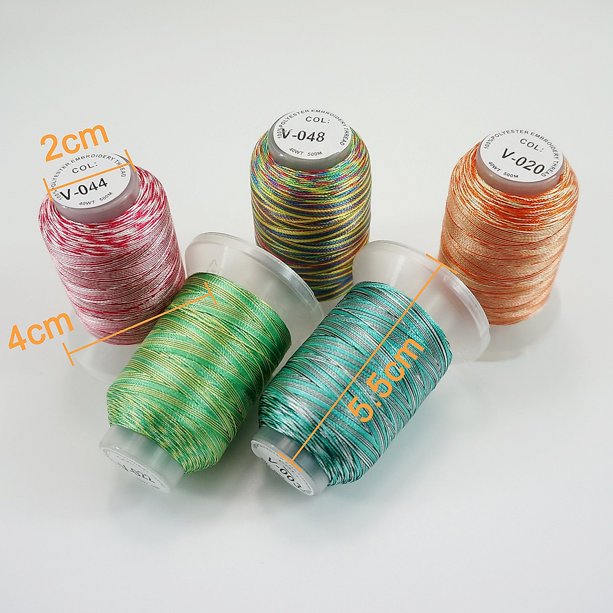 New brothread 50 Colors Variegated Polyester Embroidery Machine Thread Kit 500M (550Y) Each Spool for Brother Janome Babylock Singer Pfaff Bernina Husqvaran Embroidery and Sewing Machines