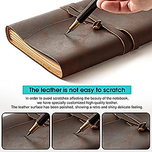 RILIHO Leather Journal Notebook - 5x7 inches Genuine Leather Bound Journal Handmade Vintage Journal For Man and Women - Brown Writing Journal,Gifts For Man Travel Journal 240 Page