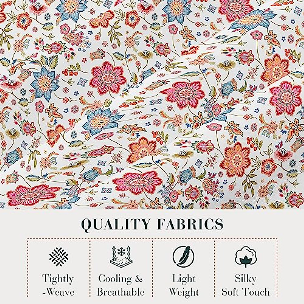 YIYEA Twin Sheets - Floral Print - Luxury Brushed Microfiber Bed Sheets - Lightweight Breathable Cooling Twin Sheets Set - 16" Deep Pocket, Shrinkage, and Fade Resistant - 3 Pc