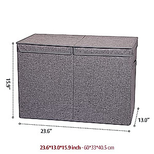 Set of 2 Collapsible Storage Bins with Lids Fabric Foldable Storage Boxes Organizer Containers Baskets Cube with Divider for Home Bedroom, Jumbo