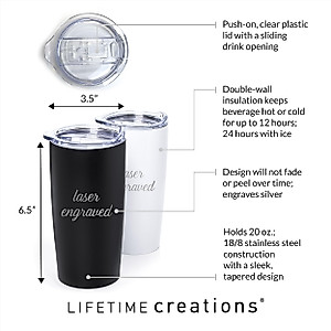 Lifetime Creations Engraved Personalized Dentist Tumbler With Lid 20 oz (White) - Custom Stainless Steel Coffee Travel Mug, Dental Hygienist Gift, Dentist Appreciation