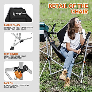 KingCamp Hammock Camping Chair Swinging Rocking Chair for Adults Lawn Beach Camp Outside Portable Folding Chair Hold Up to 264lbs with Adjustable Back Support Carrying Bag Cup Holder