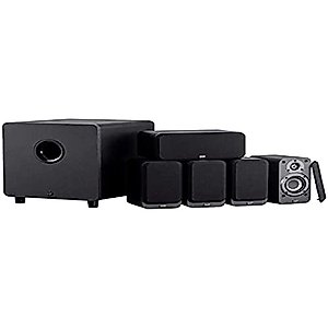 Monoprice HT-35 Premium 5.1-Channel Home Theater System - Charcoal, with Powered Subwoofer, Low Profile Speaker Grilles, Secure Mounting Option, Black (139357)