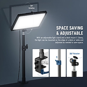 NEEWER GL25B 12.9" Streaming Key Light, 2.4G RT100 Remote & PC/Mac APP Control 25W 2300Lux/0.5m 2900K–7000K CRI98+ Dimmable Edge Emitting Silent Webcam Video Light with Desk Stand & USB Transmitter