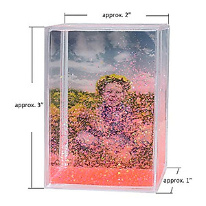 Glitter Picture Frames, Floating Sparkle, 2X3 Pink Picture Frame, Water Clear Plastic Cute Photo Frame, Tabletop&Tabletop Photo Display, for Girls Baby Family Best Friends (Pink)