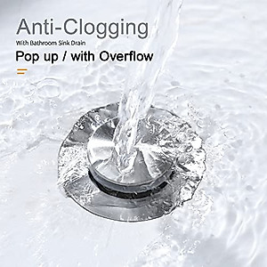 Brushed Nickel Waterfall Bathroom Faucets - 2 Handles Bathroom Sink Faucet for 3 Holes Sink, Brushed Nickel Widespread Bathroom Faucet with Pop Up Sink Drain Stopper