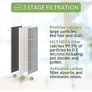Homeland Goods 25 Replacement Filters Compatible with 25 B1/S1/W1 Air Purifier, 3-in-1 True Hepa and Activated Carbon Filter 4 Pack