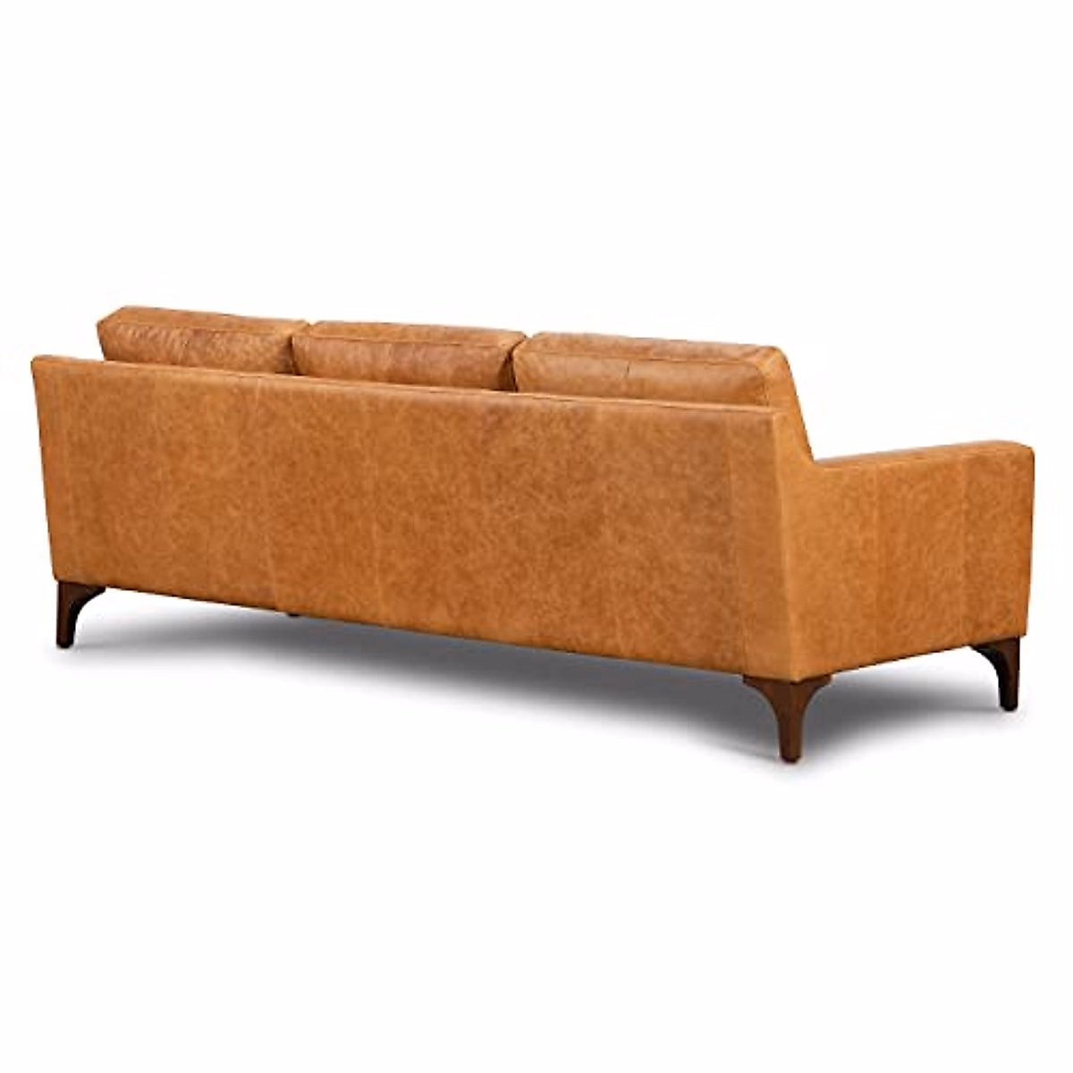 POLY & BARK Sorrento Leather Couch – 86-Inch Leather Sofa with Tufted Back - Full Grain Leather Couch with Feather-Down Topper On Seating Surfaces – Pure-Aniline Italian Leather – Cognac Tan
