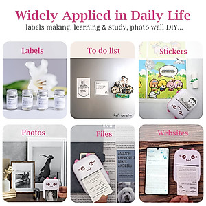 Vicbear Mini Pocket Printer, Portable Thermal Printer with 8 Rolls Printing Paper, Bluetooth Wireless Tiny Printer for Photos/Stickers/Labels/Notes/Receipts, Compatible with iOS and Android, Pink