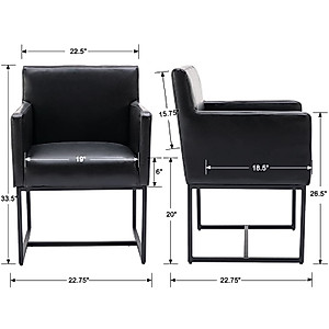 Set of 2 Upholstered Dining Chairs with Armrest, PU Leather Modern Accent Armchairs, Kitchen & Dining Room Chairs Side Chairs, Brown