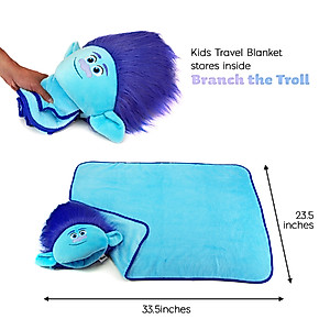 Trolls Armrest Buddy Stuffed Plush Travelling Toy with Blanket 13” - Kids Ultimate Travel Pillow Companion Set (Branch)