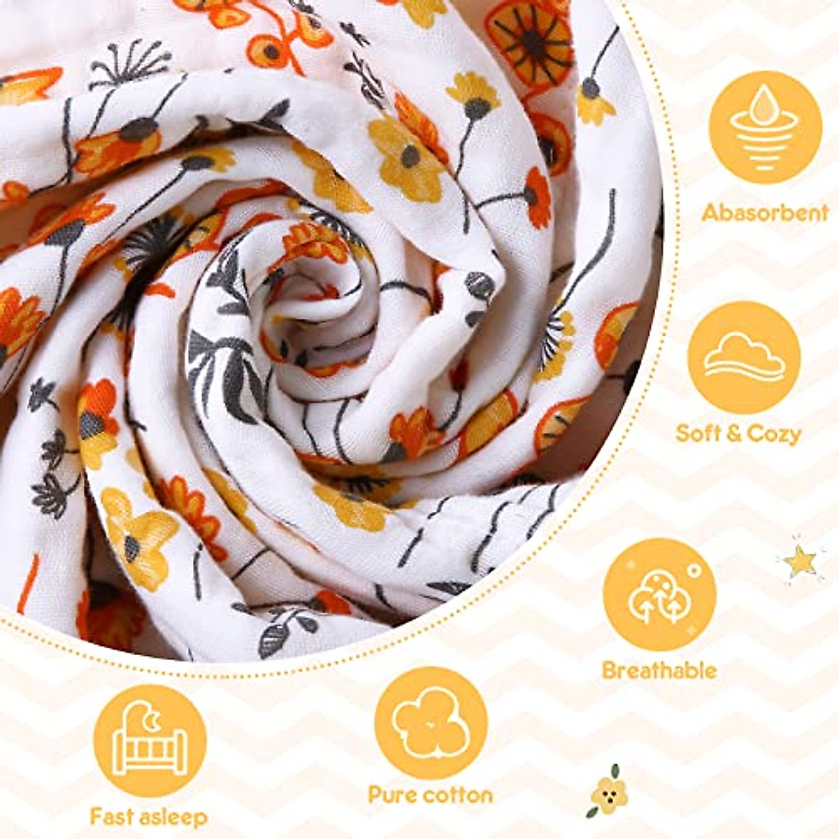 Baby Muslin Blanket - Cotton Crib Blankets for Toddlers, Soft Newborn Swaddle Receiving Blankets for Unisex Girls/Boys, Large Breathable Quilt, Nursing Cover and Kids Bed Blankets