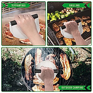 9In Melting Dome & 7In Burger Press, HaSteeL Round Basting Steam Cover with Stainless Steel Bacon Press, Metal Griddle Accessories for Flat Top Teppanyaki Hibachi Grilling Cooking BBQ, Easy to Clean