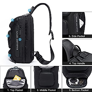 BANGE Sling Bag, Waterproof Men's Chest Bag Shoulder bags Crossbody Sling Backpack for Men…