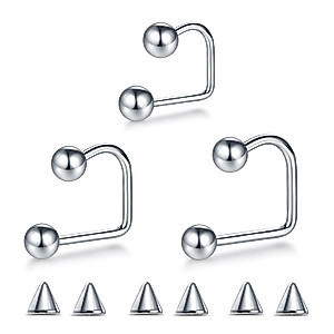 Xpircn 16G Stainless Steel Lip Monroe Medusa Stud Piercing Ball Cone Lippy Loop Labret U Shaped Lip Rings Piercing Jewelry 8mm 10mm (Silver)